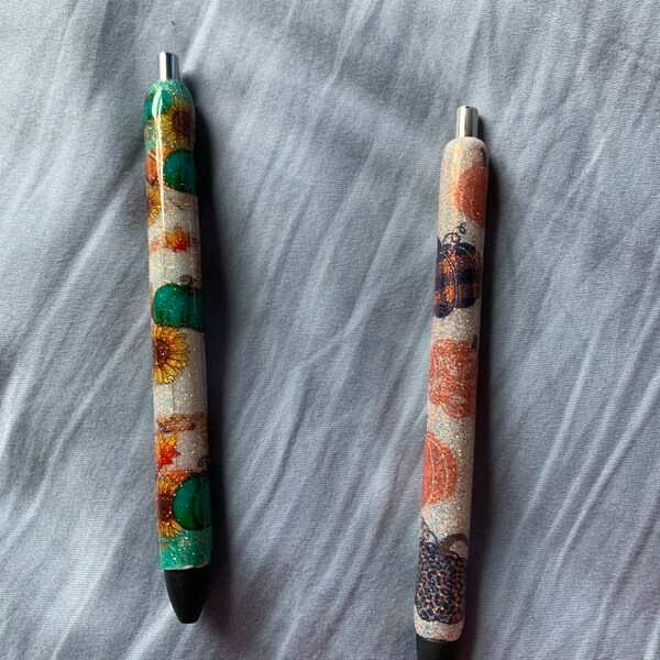 Fall Glitter Pens, Pumpkin Glitter Pen, Refillable Pens, Custom Pens ...