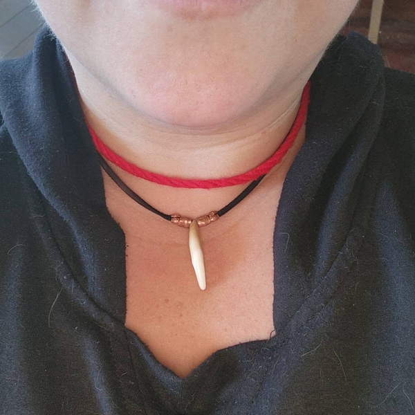 Wolf Tooth Necklace With Copper Colored Beads on a Hemp Cord, Wolf ...