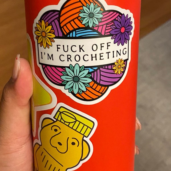 Funny Crochet Vinyl Sticker, Crocheter Joke Gift, Crochet Life Hooker ...