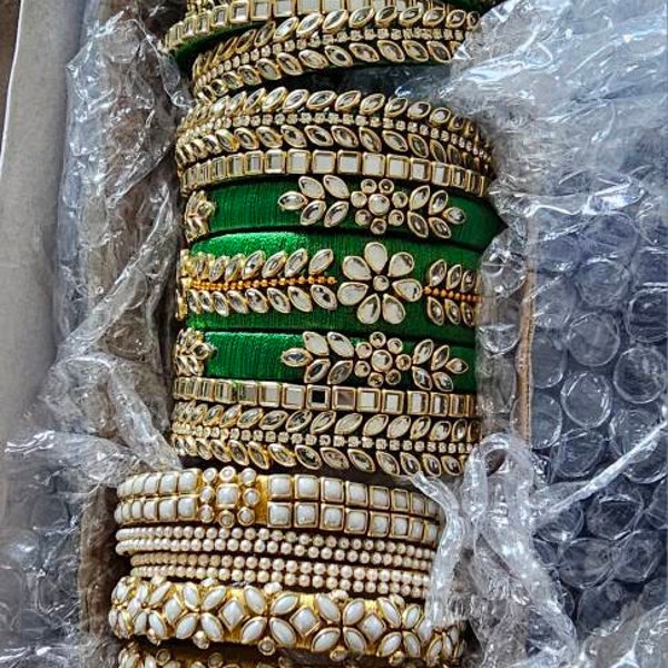 Silk Thread Indian Bangles Set - Etsy
