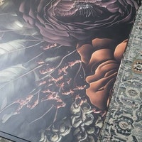 Teal Abstract Wallpaper With Colorful Flowers| Wall Decor | Home ...