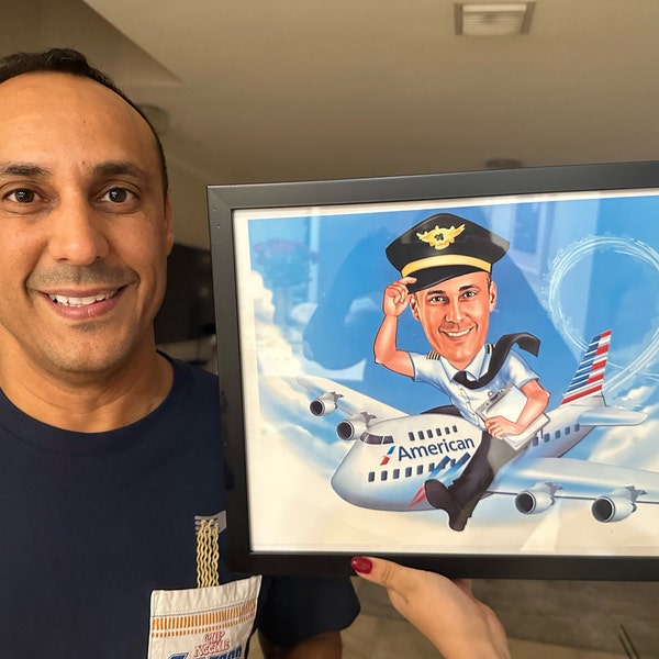 Custom Pilot Portrait, Personalized Female Pilot Gift Idea, Pilot Gifts ...