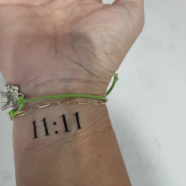 11:11 Numerology Temporary Tattoo - Eleven Synchronicity Small Wrist ...
