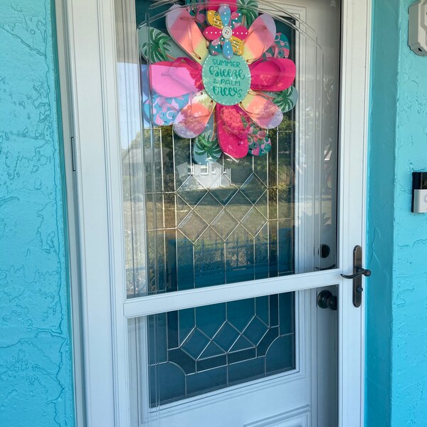 The Pool is Open Flip Flop Wreath Door Wall Decor Unique Gift Ocean ...