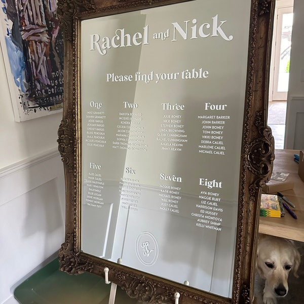 Mirror Wedding Table Plan • Mirror Seating Chart • Full Length • Vinyl ...