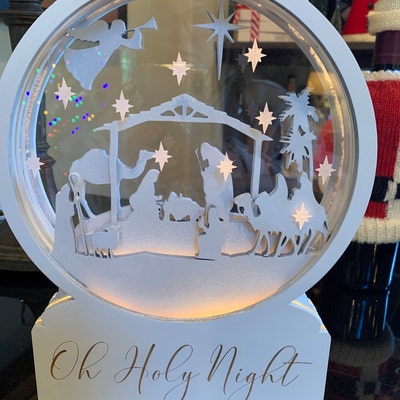 Nativity Snowglobe Lighted Wood Custom - Etsy