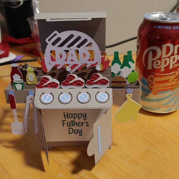 Pop-up Grill Card | SVG, DXF, EPS 3D Card Cut File | Cricut Silhouette ...