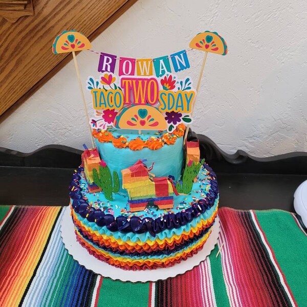 Taco Cake Bunting Topper With Taco Twosday Cake Topper- (2 Pc Set ...