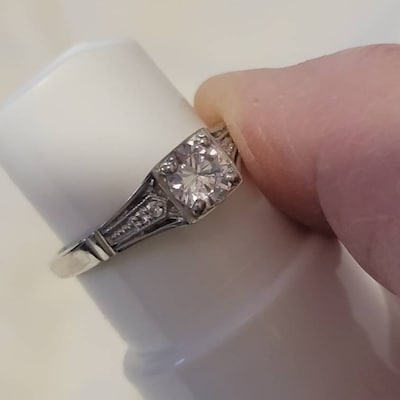 Solitaire Round Diamond Engagement Ring Set, Woman's Broad Shank ...