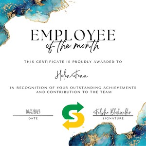 Employee Recognition Certificate Template, INSTANT DOWNLOAD, Printable ...