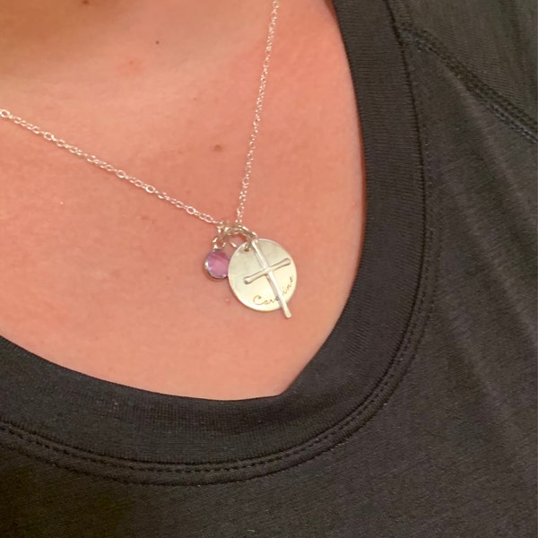 Confirmation Gift • Sterling Silver Cross Necklace With Personalized ...