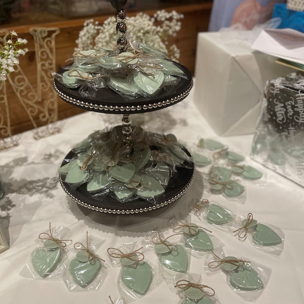 Sage Green Heart Soap Favors -- Wedding Bridal Shower Simple Minimal ...