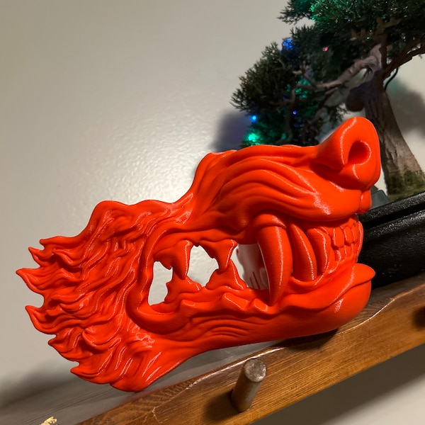 Snarling Wolf Mask - 3D Printed Demon Oni Half Mask - Etsy