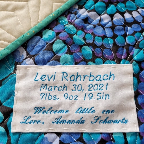 Machine Embroidered Personalized Quilt Label (1 - 5 Lines) - Etsy