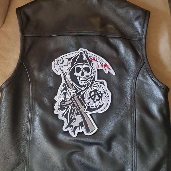 Sons of Anarchy Jax Teller Leather Vest Embroidered Patches Set Iron on ...
