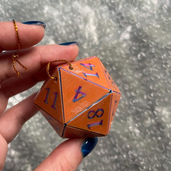D20 Ornament [pick Your Colors, 2" Holographic] - Hanging Dnd Charm ...