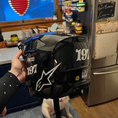 Motorcycle Helmet Decals Retro Font Stripes Dirt Bike Motocross Custom ...