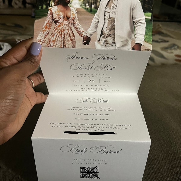 Tri Folding Wedding Invitation, Tri Fold Invite, Minimal Wedding ...