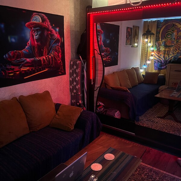 Pyramid DMT Temple Maya Inca UV Tapestry, Blacklight Reactive Wall ...