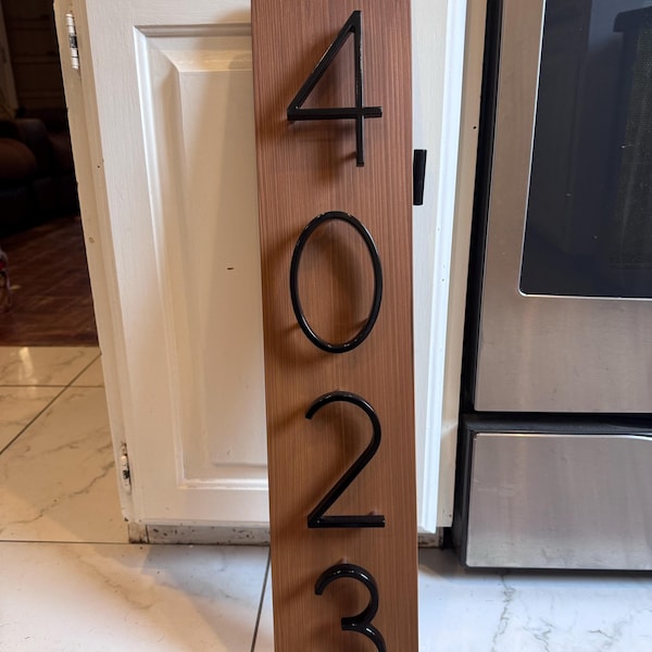 Gold House Number Sign, Brass Home Numbers, Modern Vertical Address ...