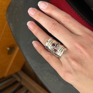 Vintage Silver Ring Watch for Women, Multi Stone Statement Sterling ...