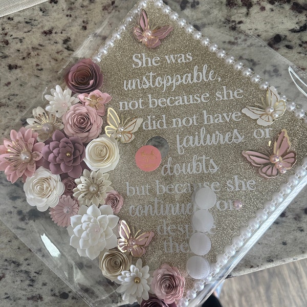Graduation Cap Toppers/ Flower Graduation Cap/ Glitter Graduation Cap ...