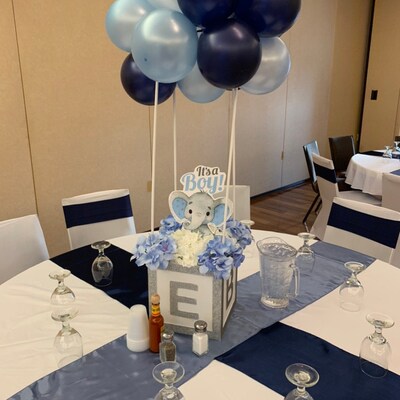 Peanut Elephant Centrepiece for Baby Boy Shower in Light Blue & Gray ...