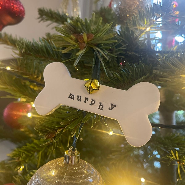 Personalised Dog Bone Clay Tree Decoration, Pet Christmas Decoration ...