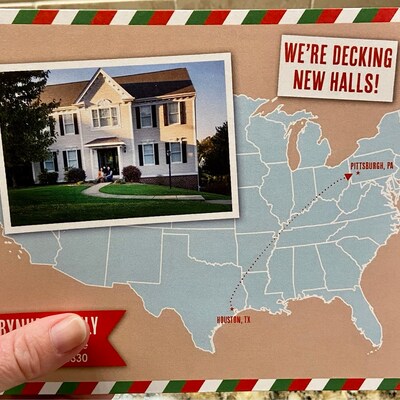 Map Moving Announcement, Map Photo Card, Cross Country Move, We've ...