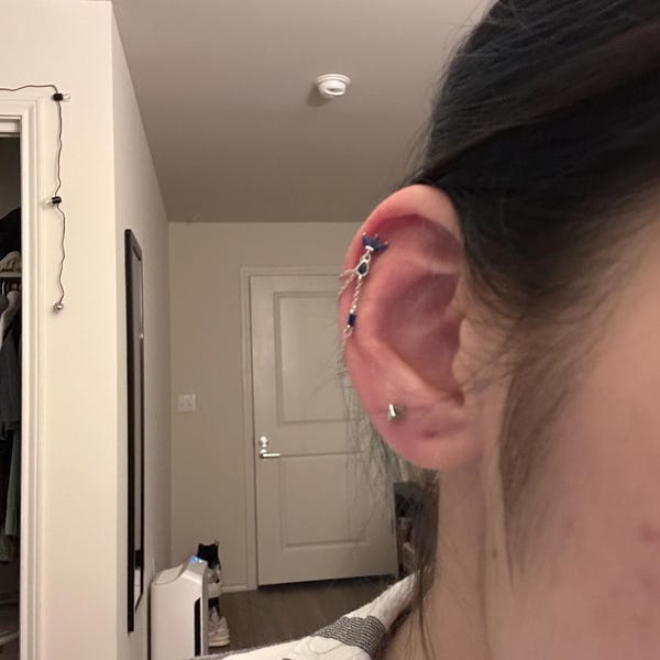 Dainty Triple Chain Sapphire CZ Helix Piercing 20g, Cartilage Piercing ...