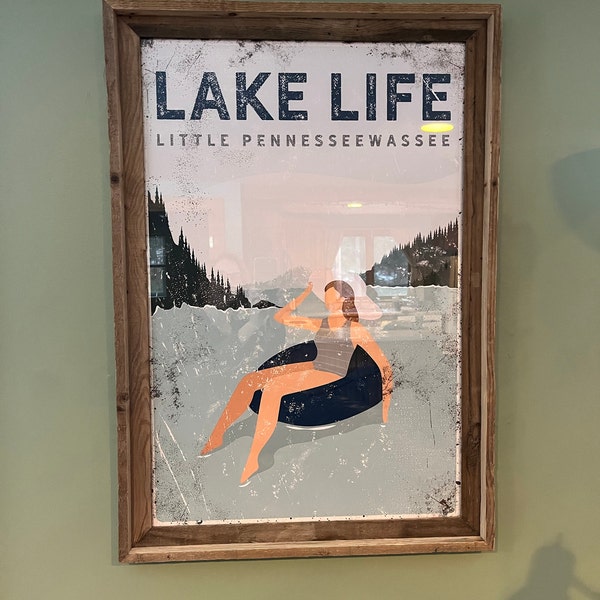 Navy LAKE LIFE Sign > Personalized Nautical Blue Lake House Decor, Lake ...