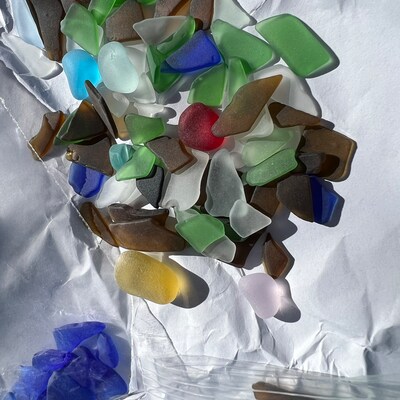 Small Sea Glass Beach Glass Frosty Tumbled Beach Glass Great for Stain ...
