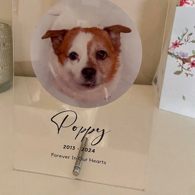 Personalised Photo Memorial Candle, RIP Flameless Flickering LED Glass ...