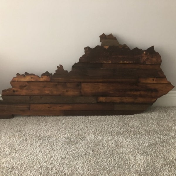 Kentucky Rustic Wood State Cut Out, Wooden Kentucky State Outline ...