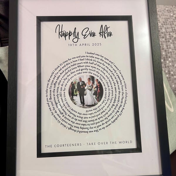Song Lyric Card Perfect for Wedding or Anniversary, Birthday Card, Wife ...