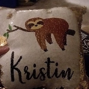 Personalized Sloth Mermaid Sequins Pillow / Reversible Sequins Pillow ...