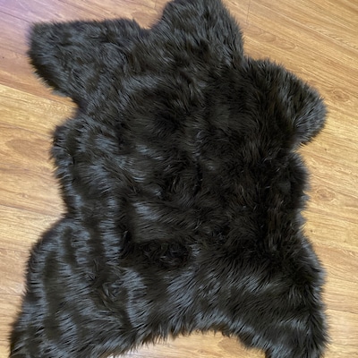 Black Grizzly Bear Skin Rug Realistic Faux Fur Bear Rug - Etsy