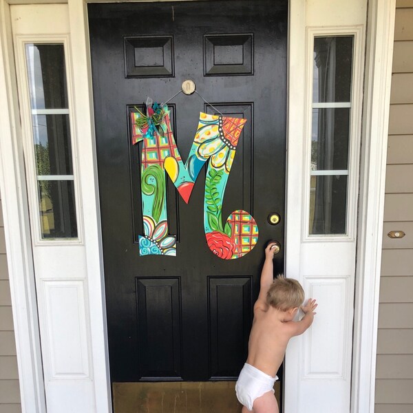Welcome Cross Doorhanger, Funky Cross, Whimsical Door Sign, Floral ...