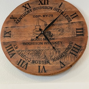 Whiskey Barrel Clock Bourbon Barrel Clocks Kentucky Oak Cask Decor ...