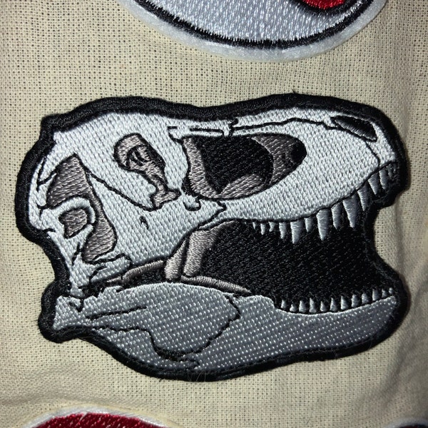 T-rex Skull Patch Embroidery Dinosaur Patches Iron On - Etsy UK