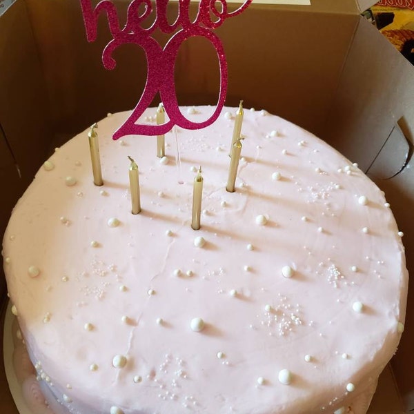 Hello 20 Cake Topper, Happy 20th Birthday Cake Topper, Happy 20th Party ...