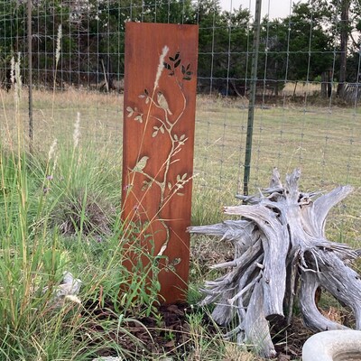Birds on Tree Branches, Rusty Privacy Screen, Garden Panel, 60x12 ...