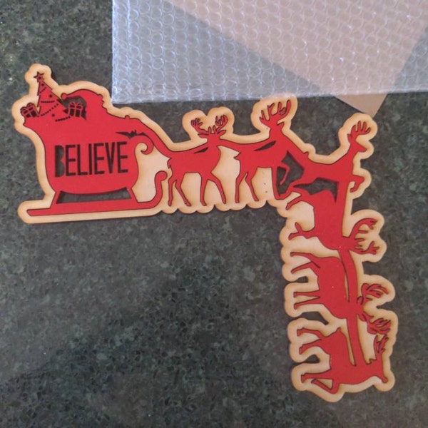 Christmas Santa Door Corner Sign, Santa's Sleigh and Reindeer Christmas ...