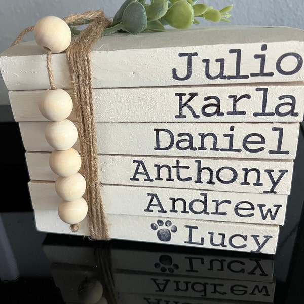 Books With Names, Stamped Books, Decorative Books, Shelf Decor ...