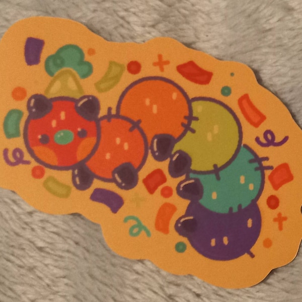 Squirmy Wormy | Cute Rainbow Clown Party Caterpillar Sticker - Etsy