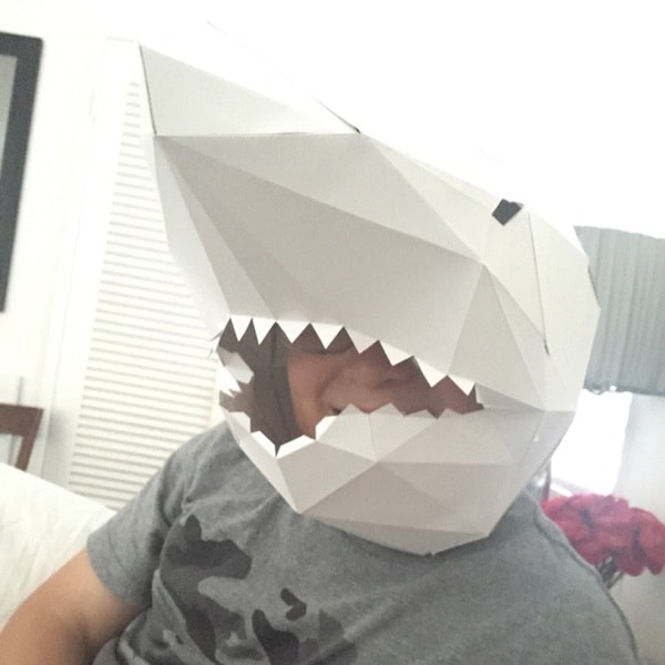 DIY Papercraft Shark Mask – Low Poly Halloween Costume (PDF Pattern) - Etsy