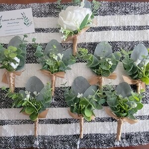 Boho Wedding Bouquet Premium White Roses Dusty Blue Accents & - Etsy