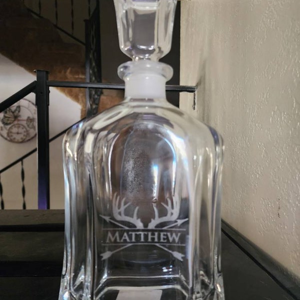 Deer Antler Decanter Set: Personalized Whiskey Glasses, Hunting Gift - Etsy