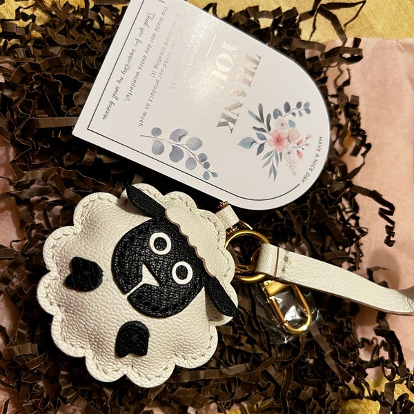 Leather Sheep Bag Charm, Handmade Sheep Car Charm, Cute Sheep Leather ...