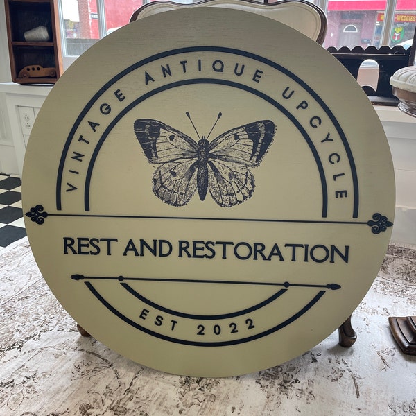 Custom Business Logo Sign: Round Wooden Interior Signage - Etsy